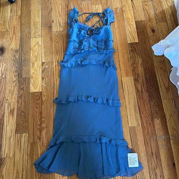 ASOS | Dresses | Asos Blue Ruffled Midi Dress | Poshmark